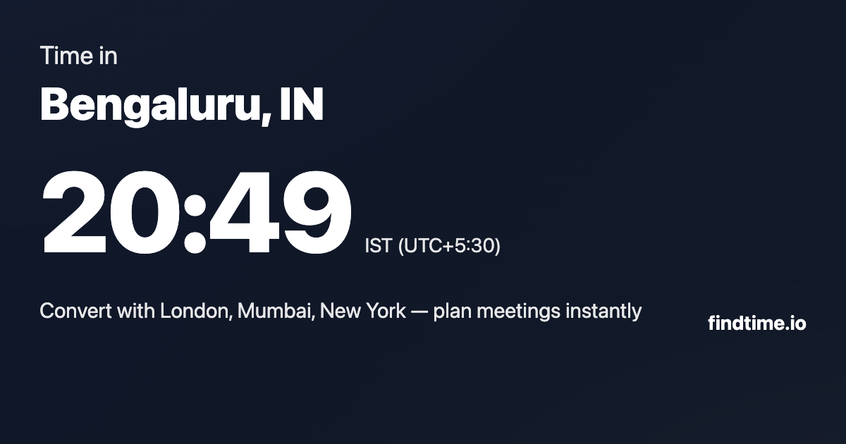 Current Local Time in Bengaluru, India | findtime.io
